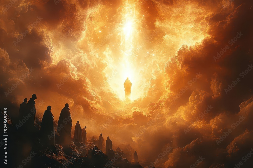 ethereal representation of christs ascension luminous figure rising ...