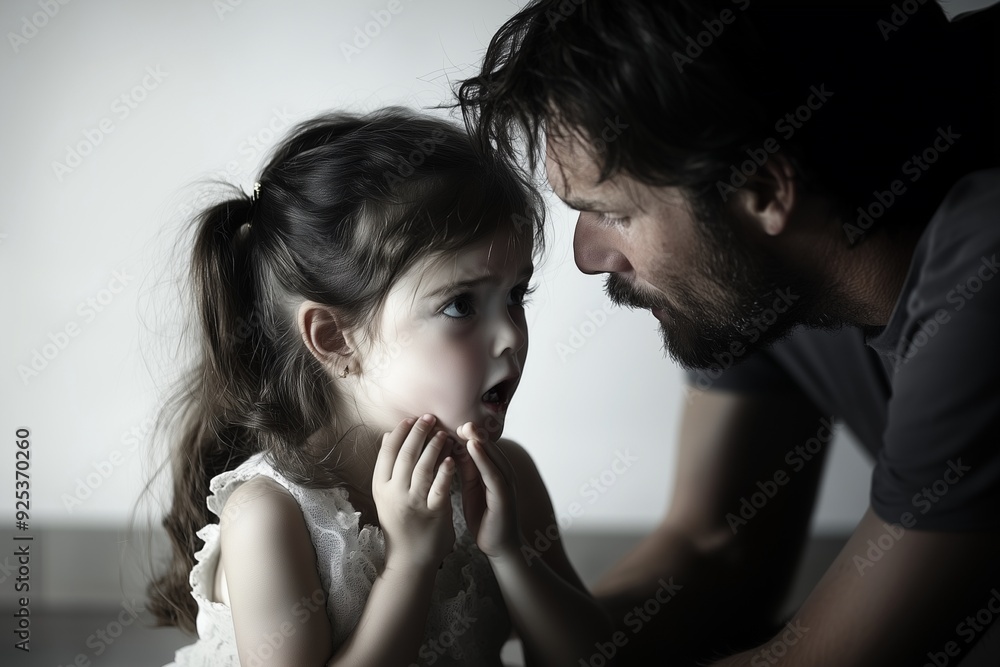 Little girl cries with parents arguing - Domestic violence and divorce ...