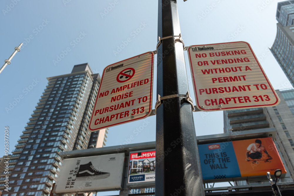 City of Toronto prohibited signs: no amplified noise, no busking or ...