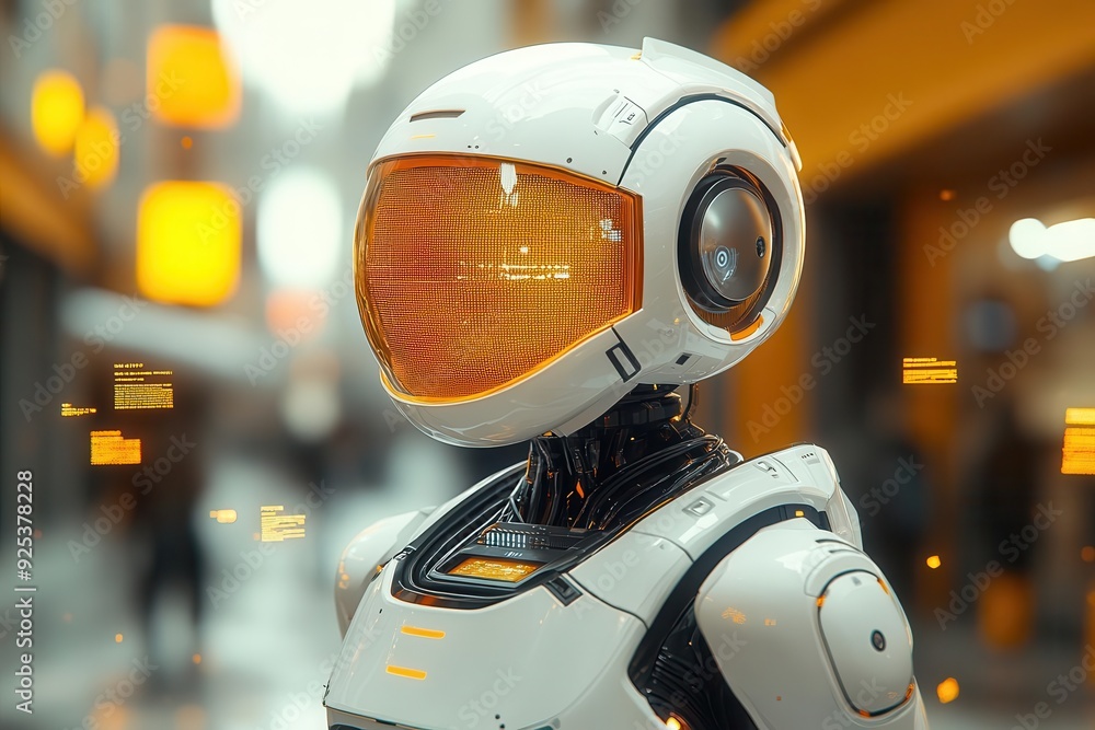 futuristic personal ai assistant robot with sleek design working on ...