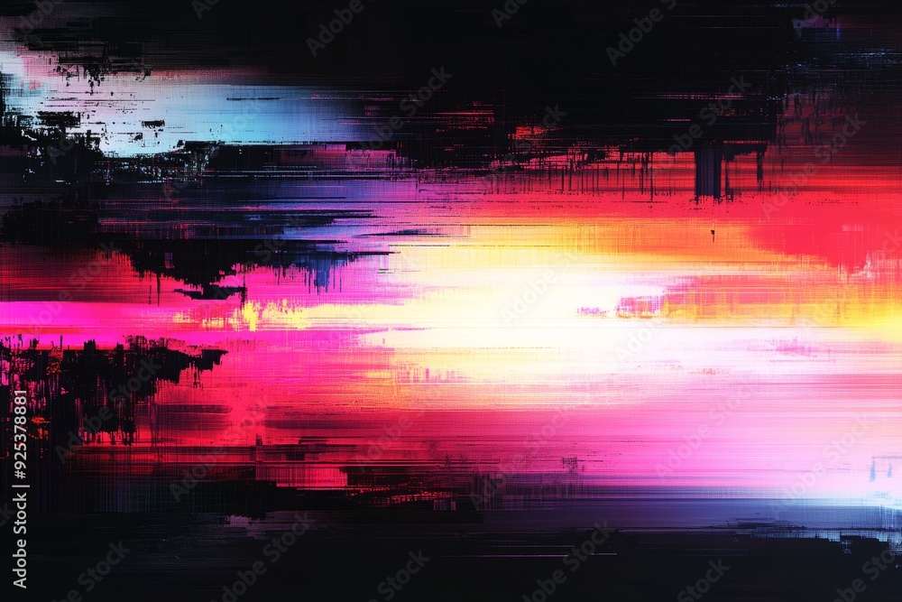 Digital glitch. Signal distortion. Technology interference white color stripe tv waves artifact ...