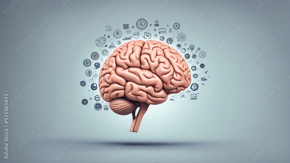 Human brain self care and mental health concept, positive thinking ...