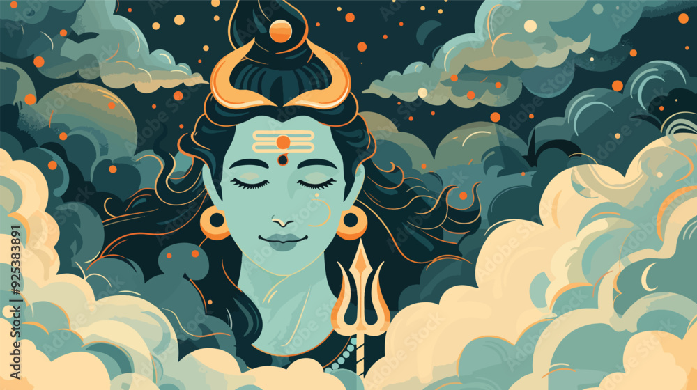 Lord Shiva Hindu God Meditation Spiritual Mahadev Trishul Crescent Moon ...