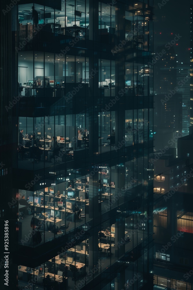 Corporate Office with Dark Ambiance and Stressed Employees - High ...