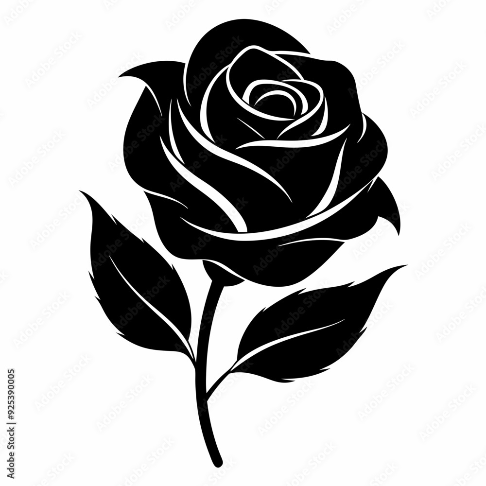 Beautiful rose flower clipart silhouette vector illustration floral ...