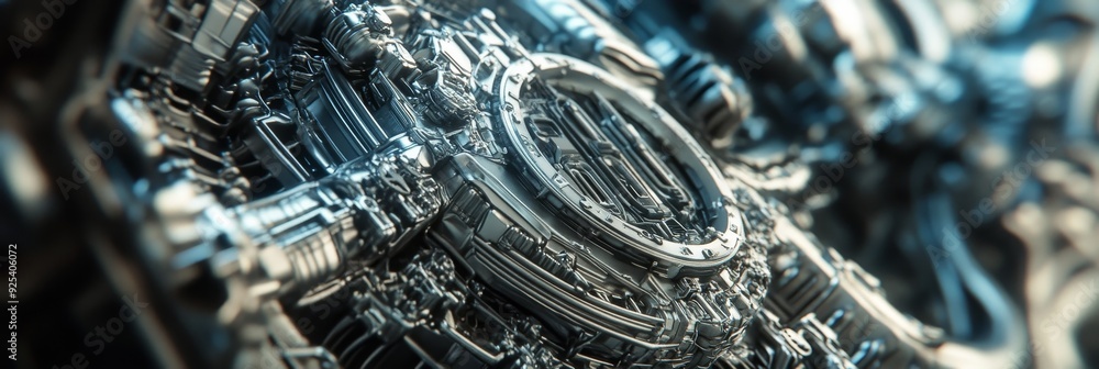 Futuristic Machine Gears and Cogs Closeup - A close-up of intricate ...