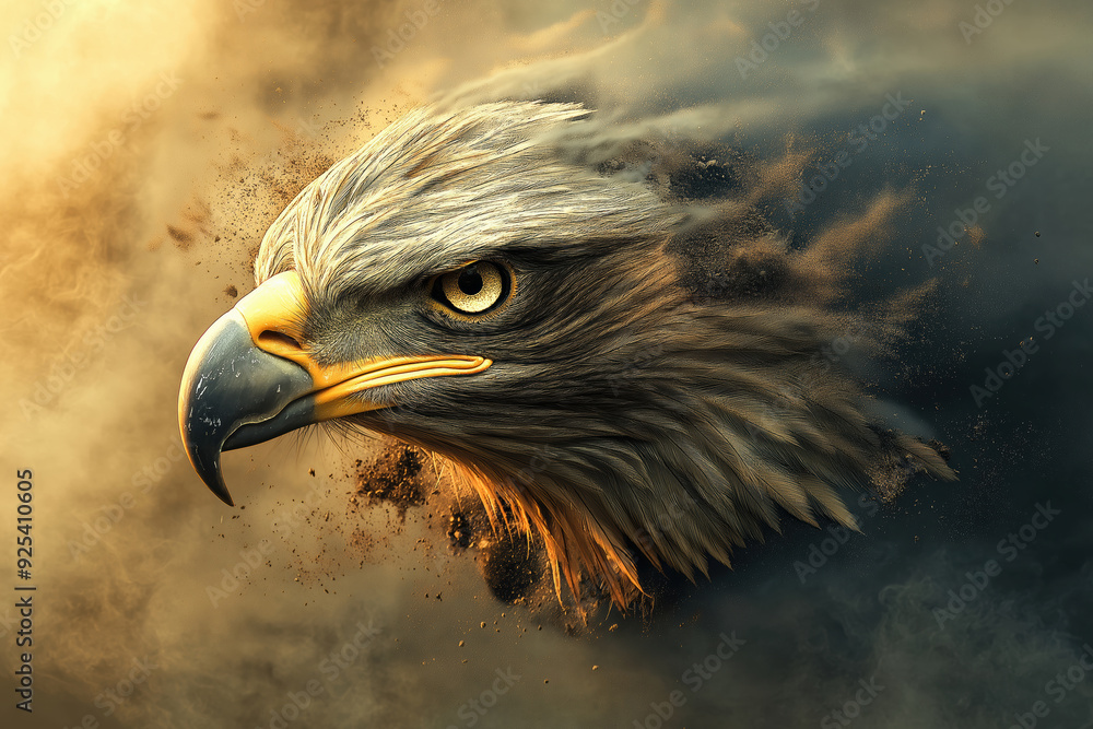 Majestic Eagle Powerfully Emerges from Intense Stormy Clouds Above ...