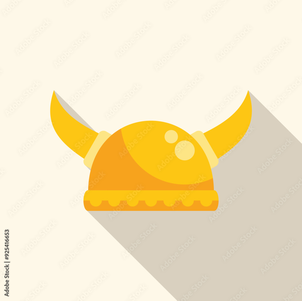 Golden viking helmet with horns pointing upwards, a symbol of strength ...