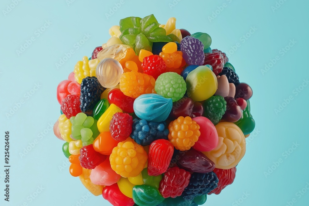 A colorful assortment of candy and gummies that presents a vibrant ...