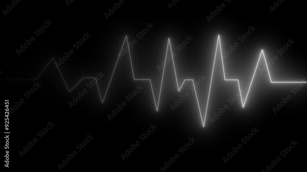 Neon heartbeat on black isolated background. 4k seamless loop animation ...
