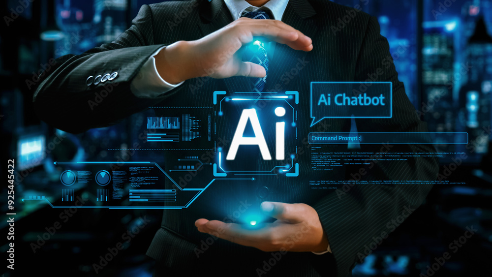 Human interact with AI artificial intelligence virtual assistant ...