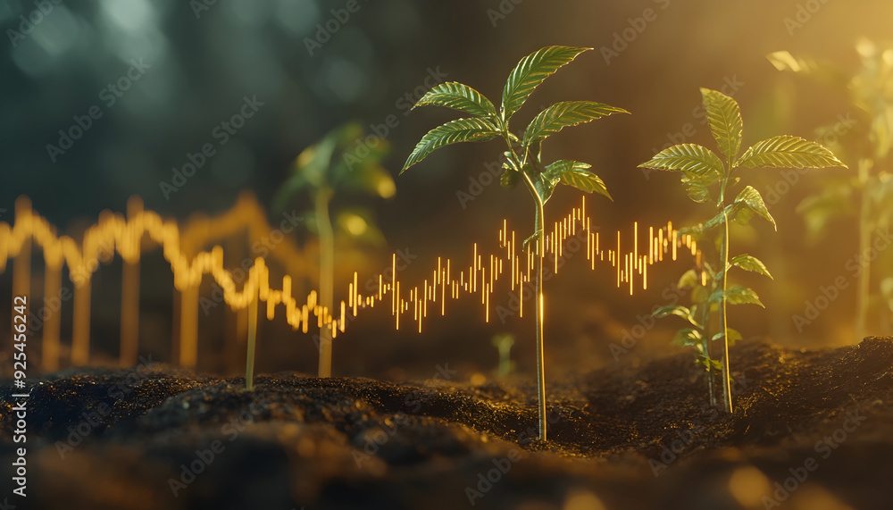 Growing stock charts visualizing wealth accumulation, ultra-realistic ...