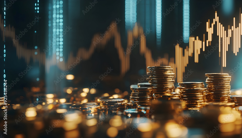 Growing stock charts visualizing wealth accumulation, ultra-realistic ...