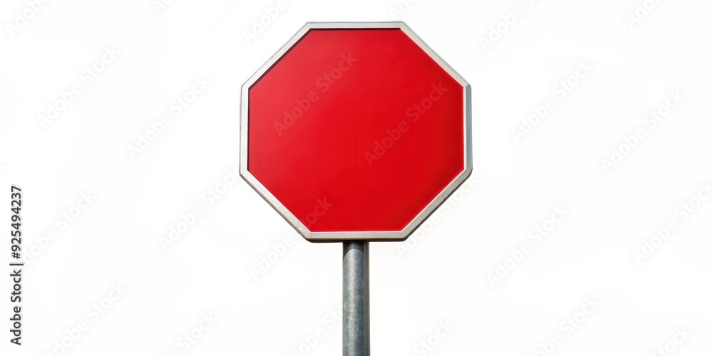 Blank red stop sign on metal pole isolated, traffic, warning, symbol ...