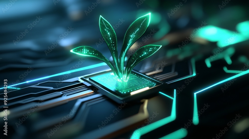 Cybernetic Plant World Where Plants Feature Digital And Electronic ...