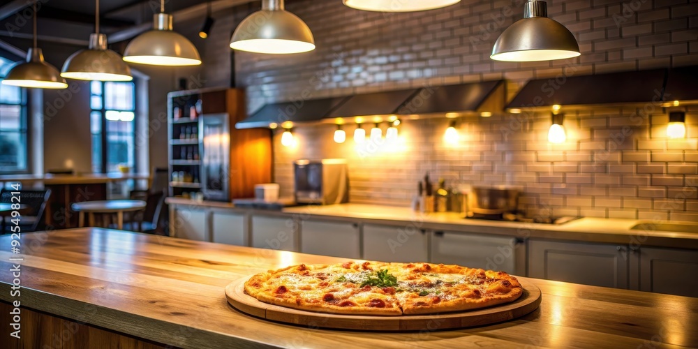 Pizzeria pizza shop counter illuminated in the evening , pizzeria ...