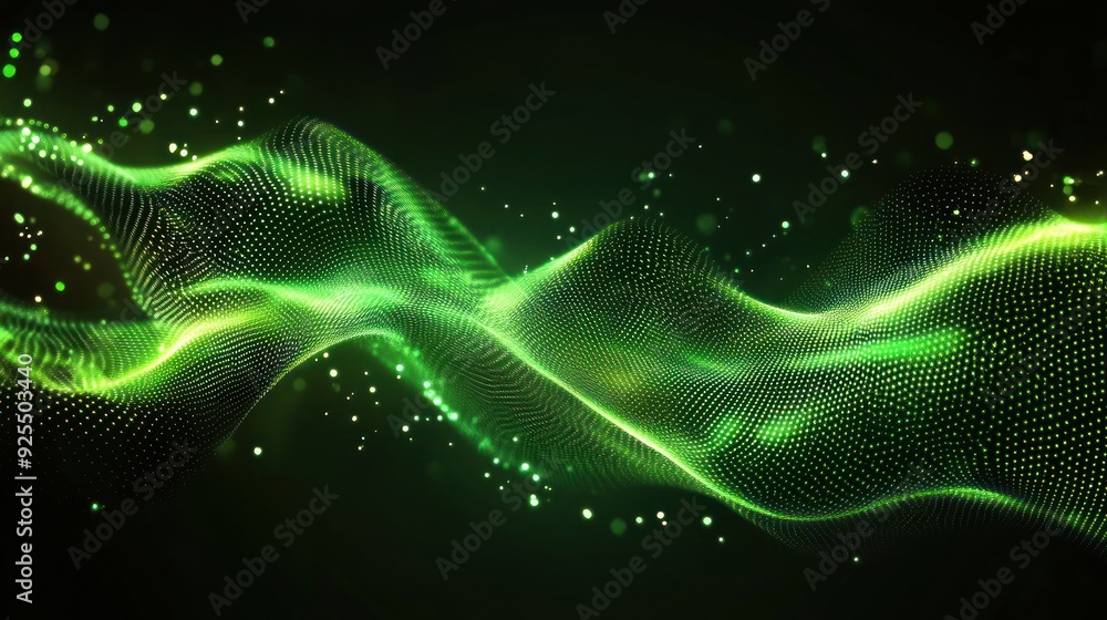 abstract blue green technology background with a cyber network grid and ...