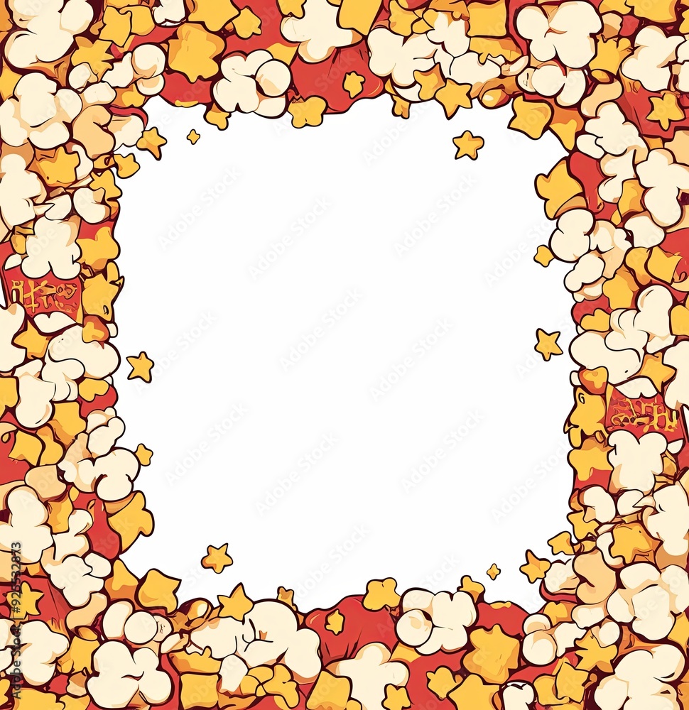 Minimalistic Popcorn Pattern Border Frame with Red and Yellow Stripes ...
