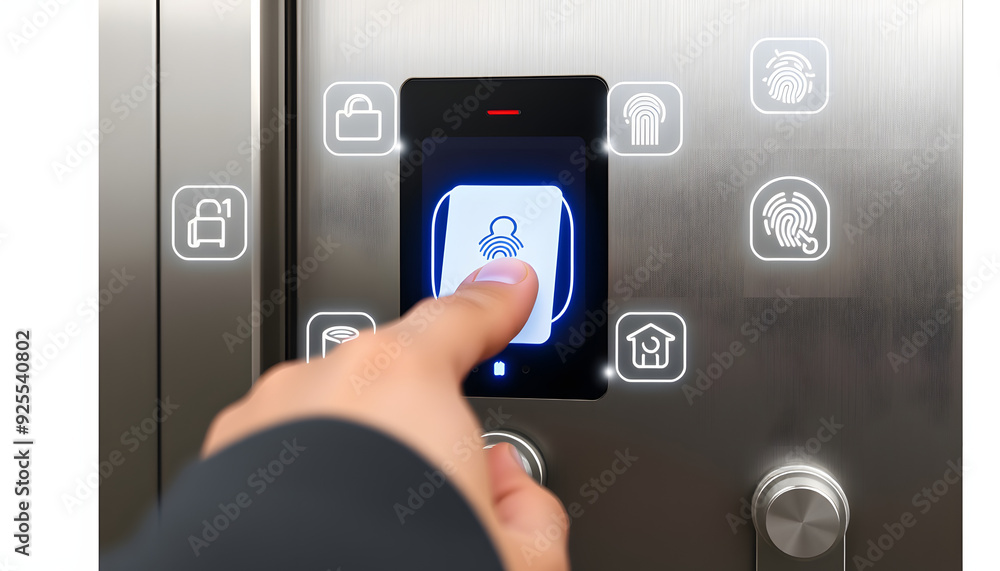 Hand scanning proximity ID card on reader access control system for ...