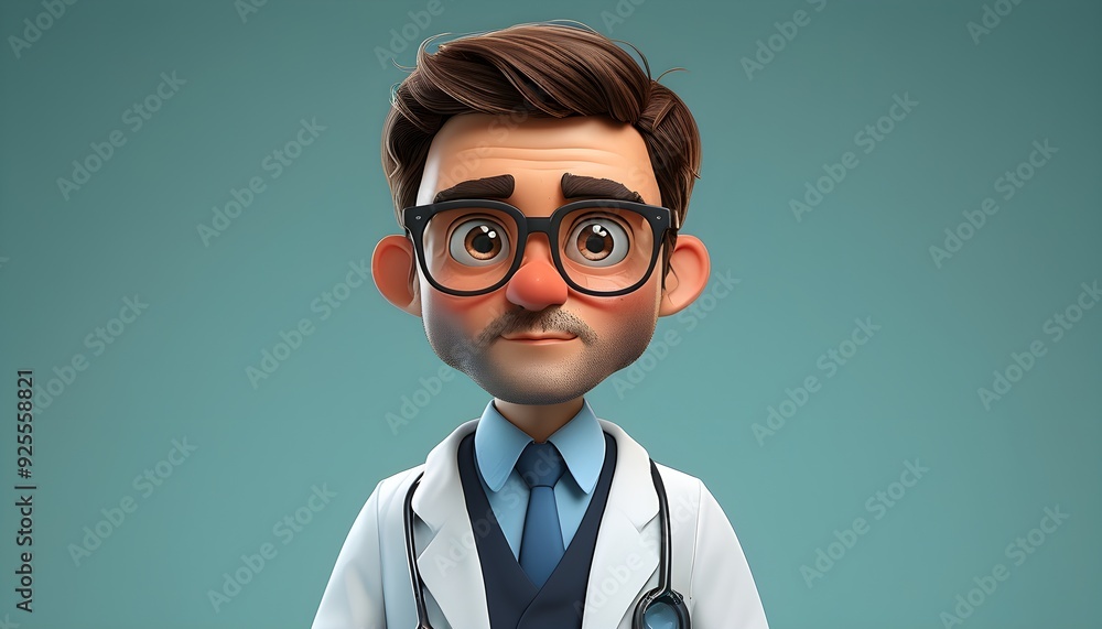 The cartoon-style doctor character wears a white coat, is equipped with ...