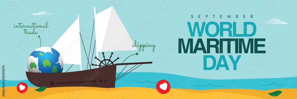 World maritime day. Maritime day celebration banner, background, post ...