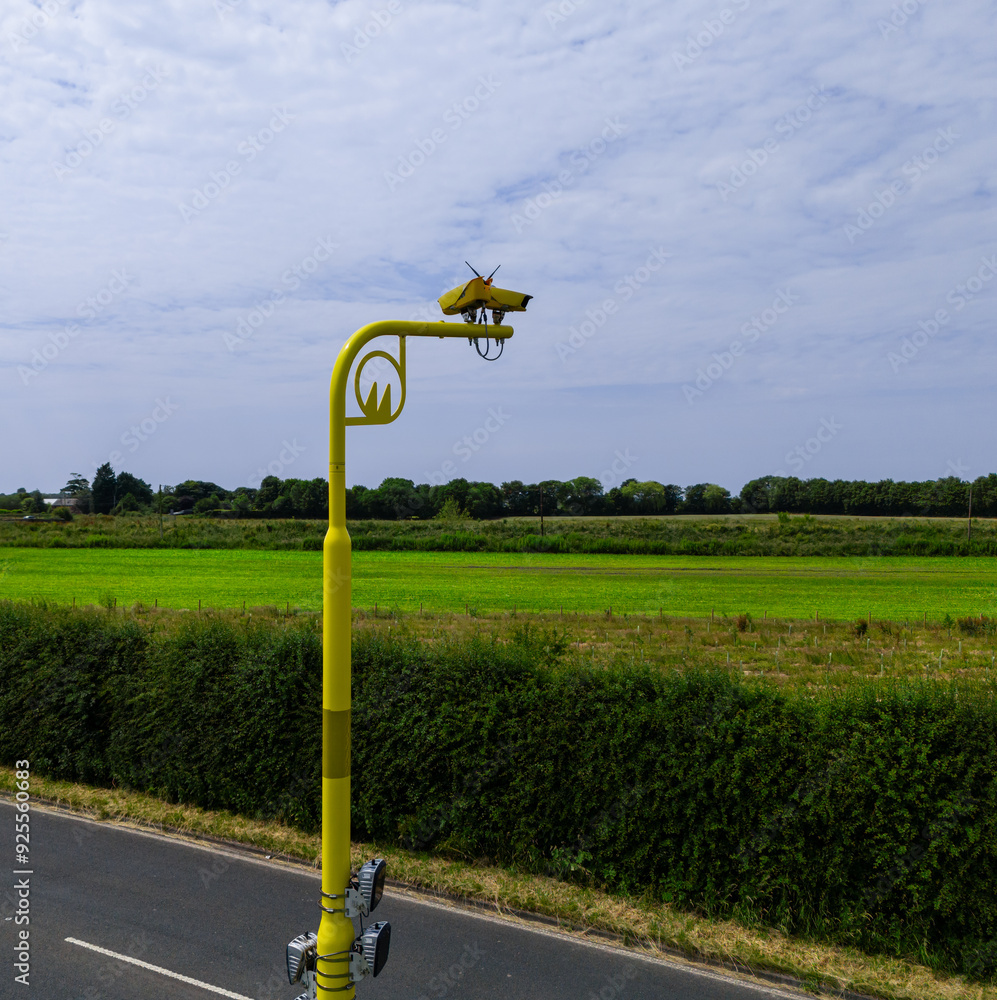 Aerial image of an average speed check camera on a rural road 50 mph ...