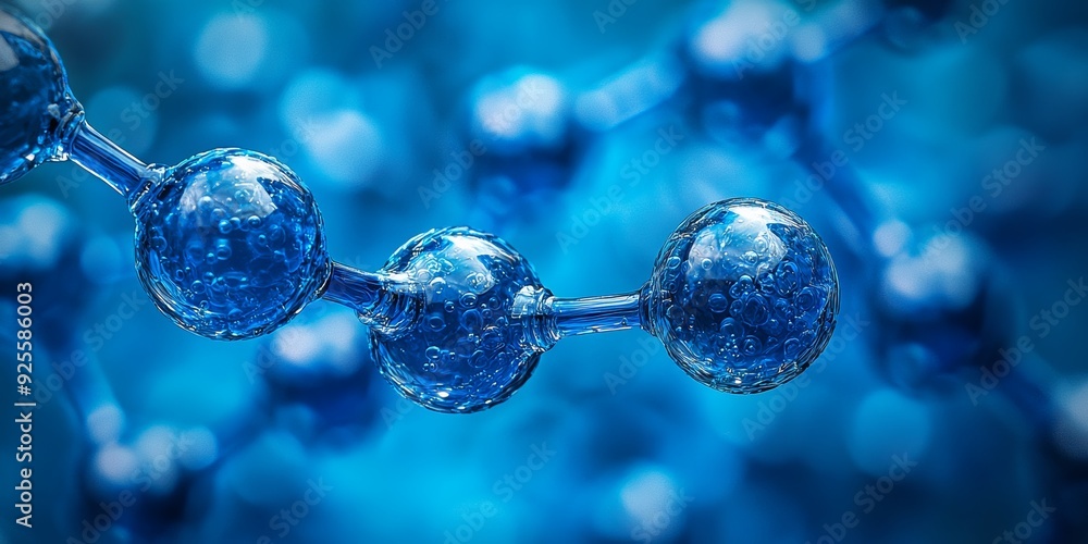 Abstract Depiction Of Molecular Connections Featuring Shiny Blue Toned Spheres Linked By