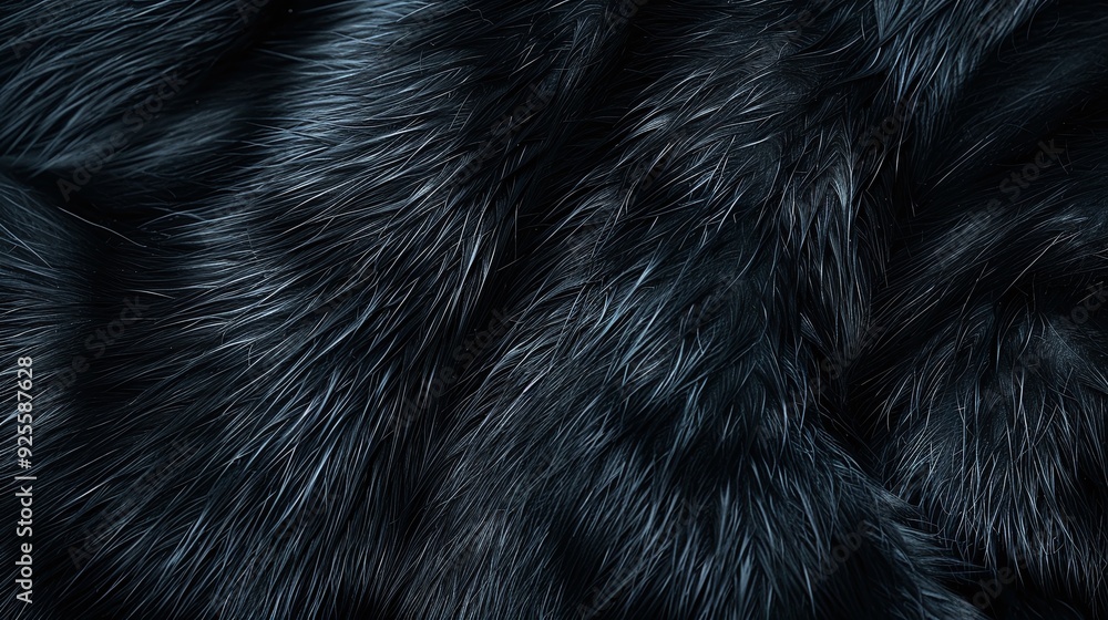 Luxurious Black Fur Texture Close-Up - Realistic, Soft Animal Fur Pattern for Fashion, Interior ...