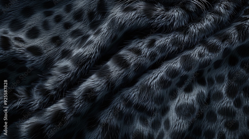 Luxurious Black Leopard Fur Texture Close-Up - Realistic, Soft Animal ...