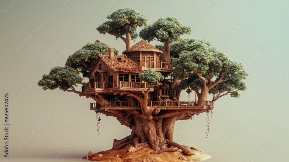 Treehouse Dreams: A whimsical, rustic treehouse nestled high in the ...