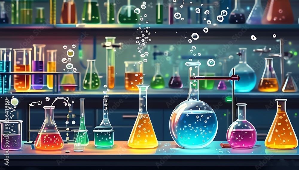 A colorful, action-packed science lab where students conduct ...