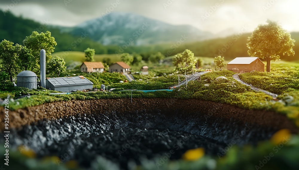 3D Model Showing the Carbon Cycle of Biomass Conversion into Energy ...