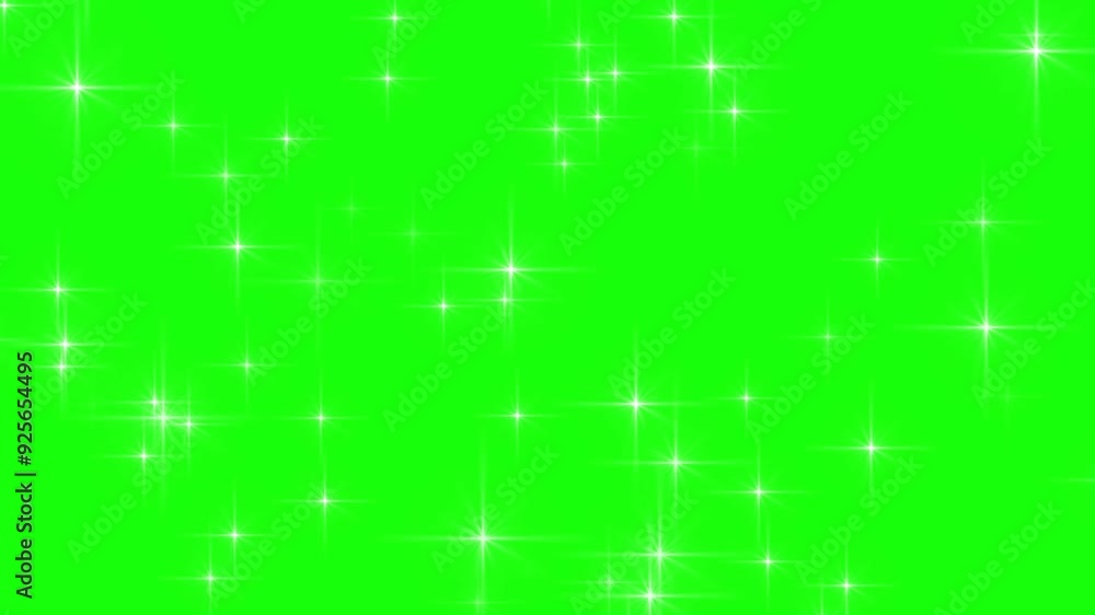 Glowing stars sparkle on green screen. Twinkling stars animation ...