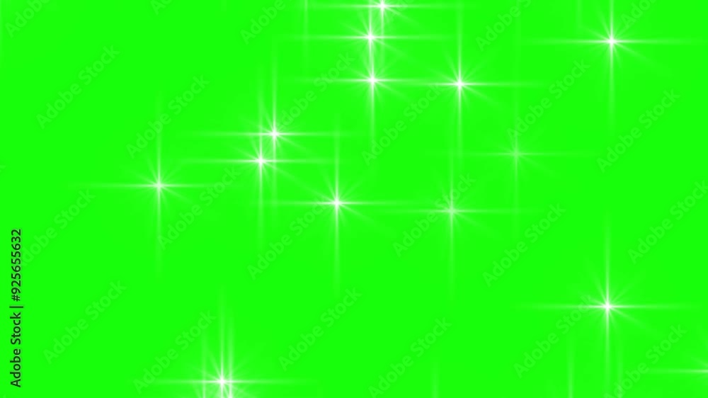 Glowing stars sparkle on green screen. Twinkling stars animation ...
