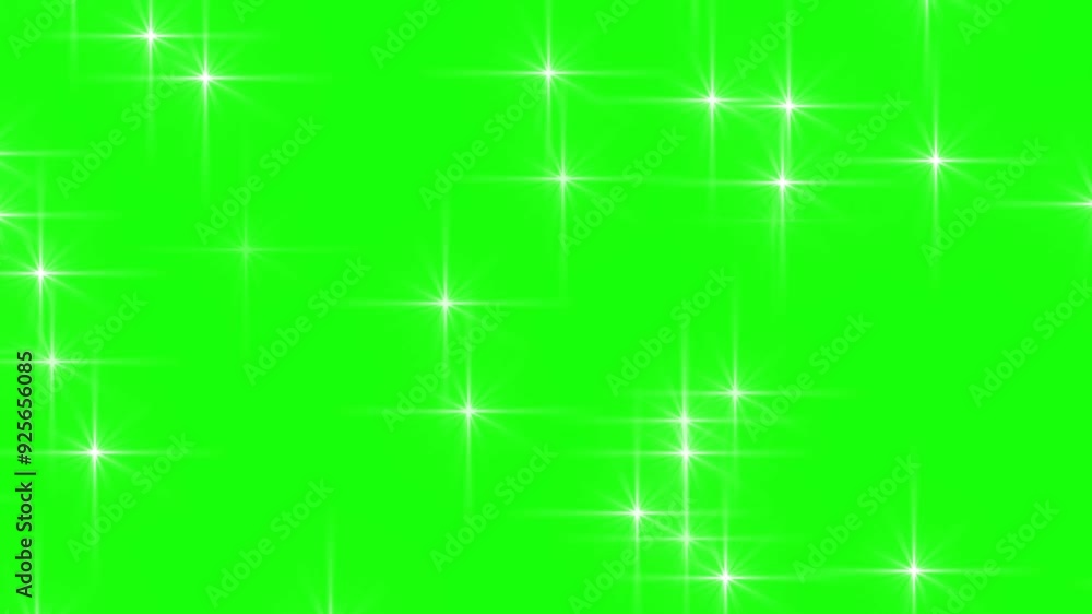 Glowing stars sparkle on green screen. Twinkling stars animation ...