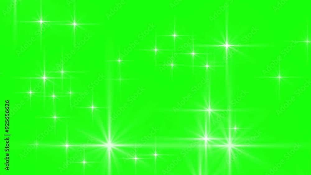 Glowing stars sparkle on green screen. Twinkling stars animation ...