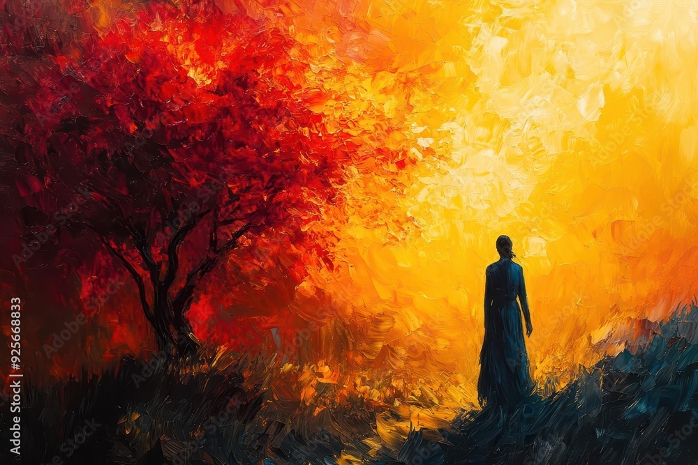 impressionist painting of moses before the burning bush vibrant ...