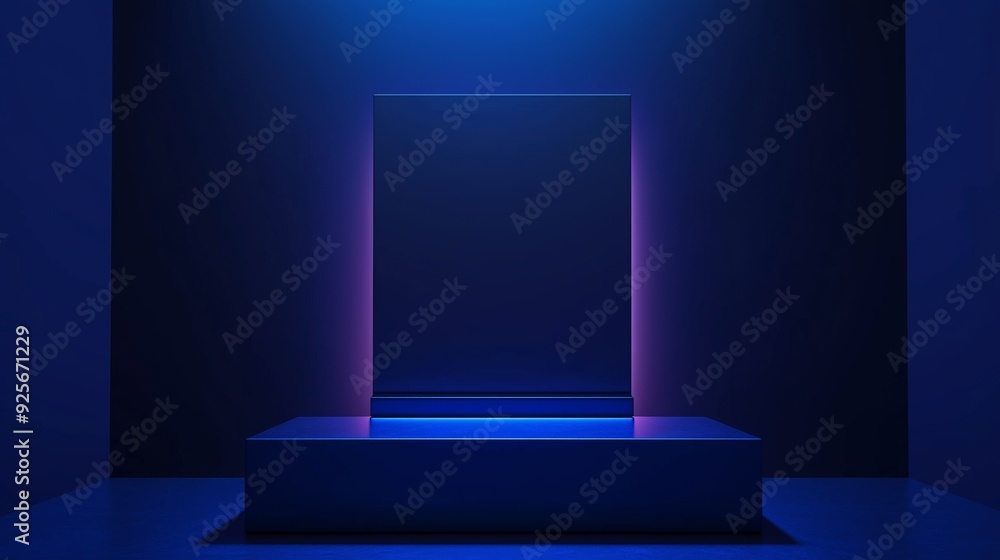 A photo of an empty 3D podium in a gaming room with a sleek gaming rig ...