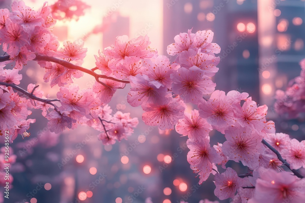 neotokyo nights futuristic japanese cityscape bathed in soft pink neon towering skyscrapers ...