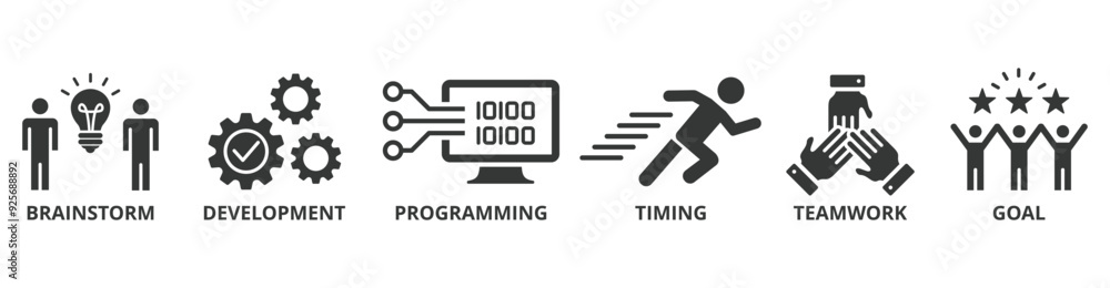 Hackathon banner web icon vector illustration concept for design sprint-like social coding event ...