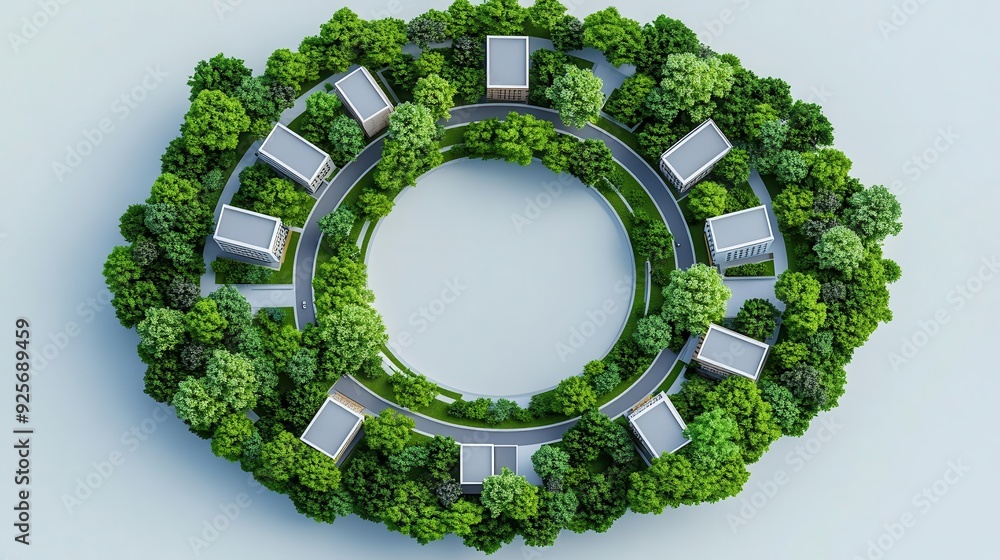 Sustainable concept in urban planning in flat design, top view, green ...