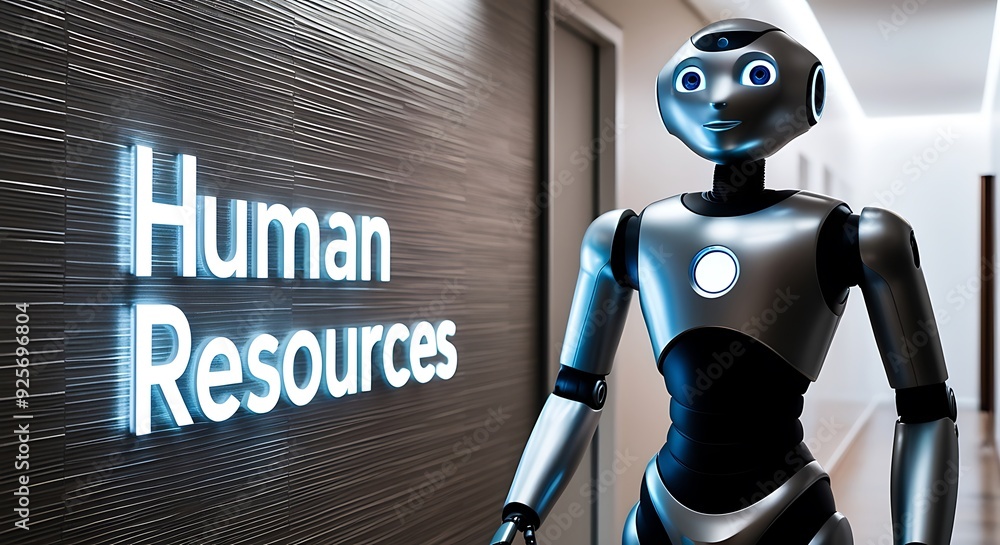 A robot stands by a door labeled Job Interview, symbolizing the rise of ...