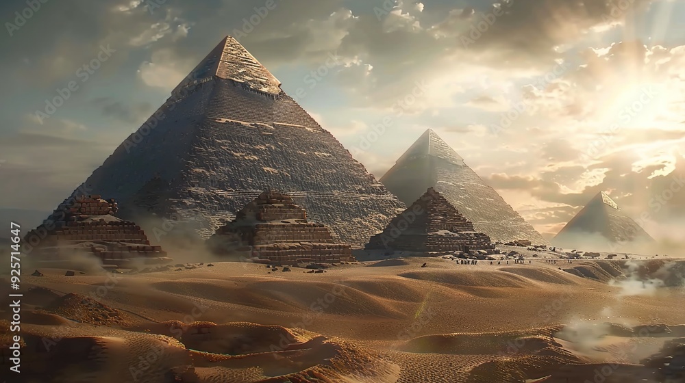concept art of the pyramids in ancient Egypt Stock Illustration | Adobe ...