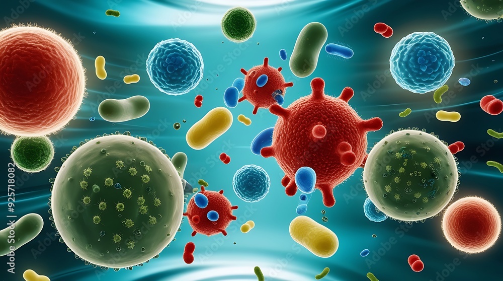 Illustration of probiotics concept showing beneficial bacteria thriving ...