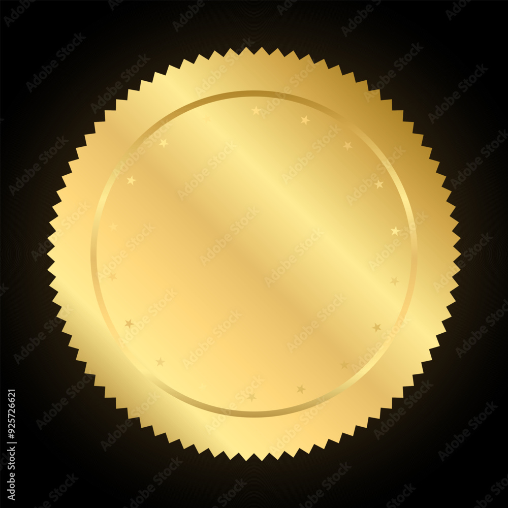 Gold medal winner, Golden Gradient Badge Round circle Realistic Vector ...