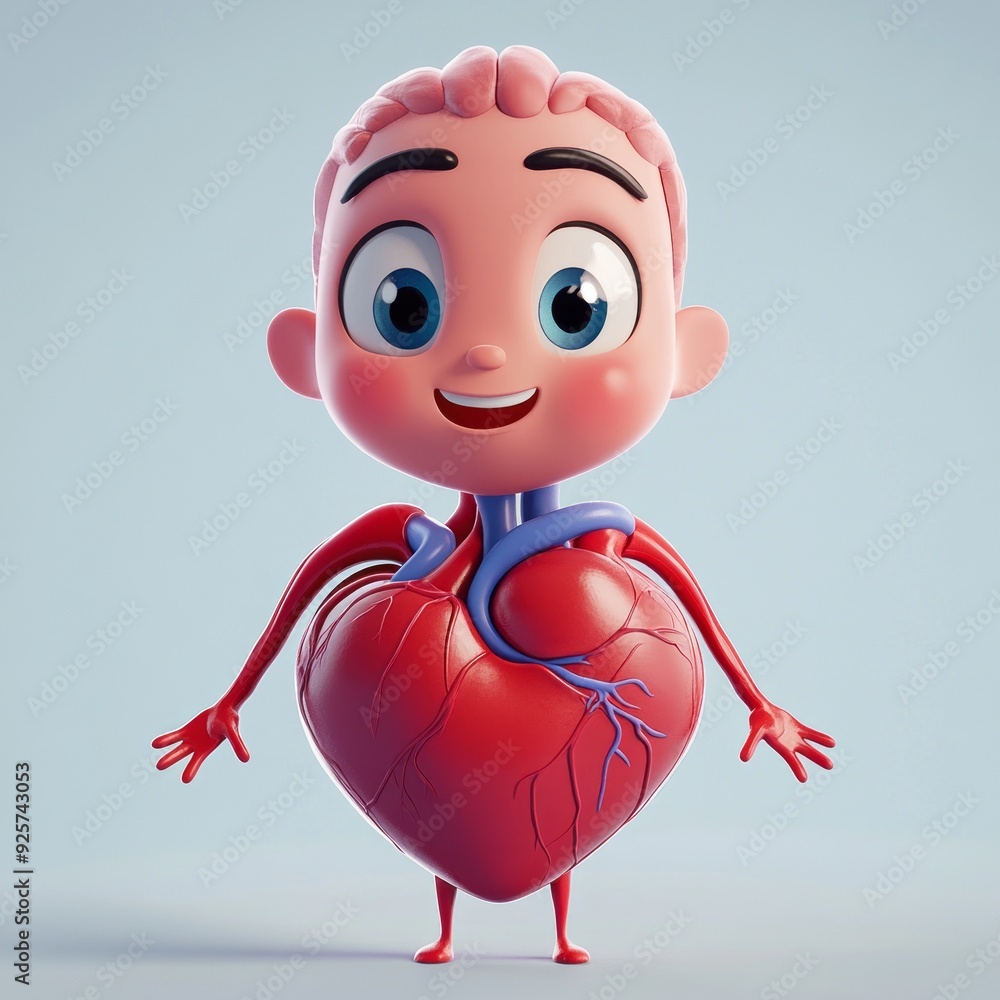 Cute 3D Cartoon Heart Anatomy: A Friendly Guide to Your Circulatory ...