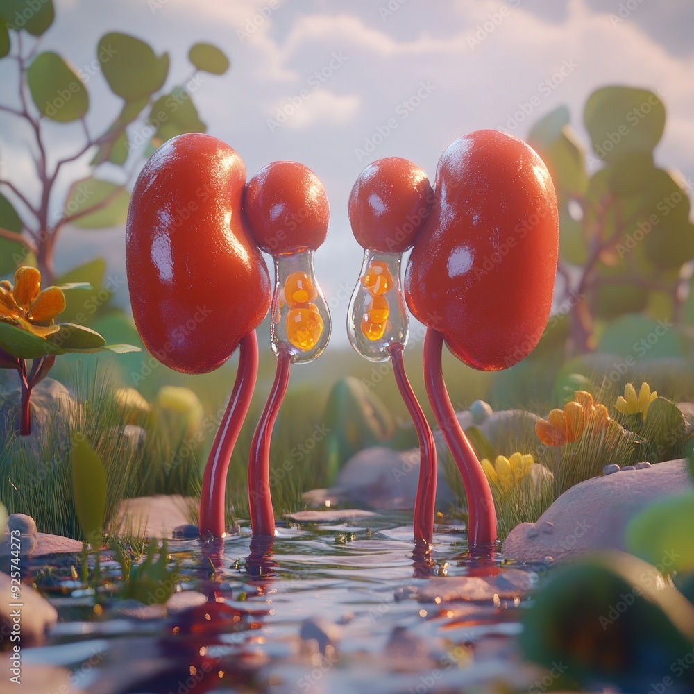 Animated 3D Cartoon Kidneys: A Visual Guide to Anatomy Stock 写真 | Adobe ...