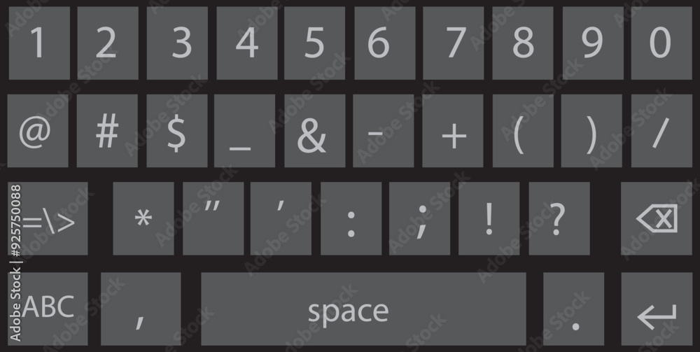 Smartphone keyboard in dark mode, keypad numerals buttons in trendy ...