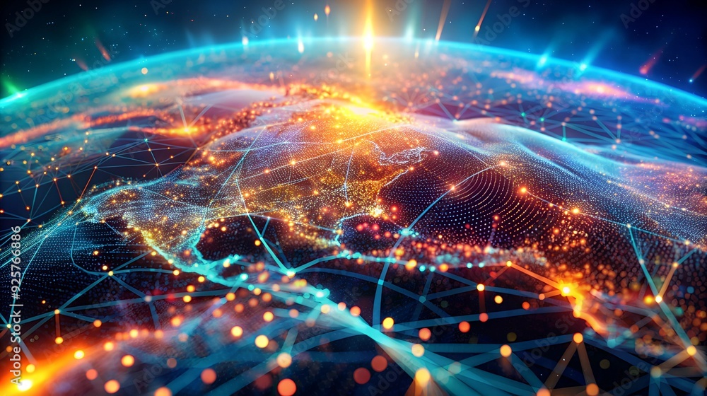 high-tech background featuring dynamic geospatial data visualizations ...