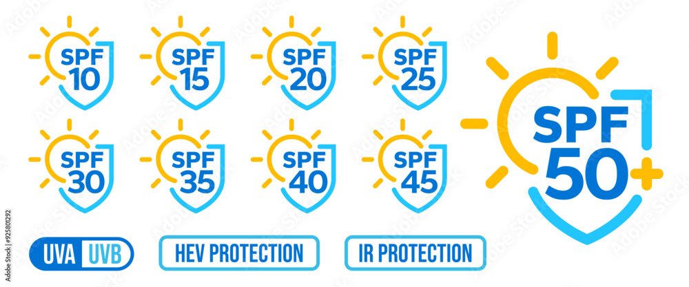 Spf Sun Protection Factor vector icon, sign, logo, badge, sticker ...